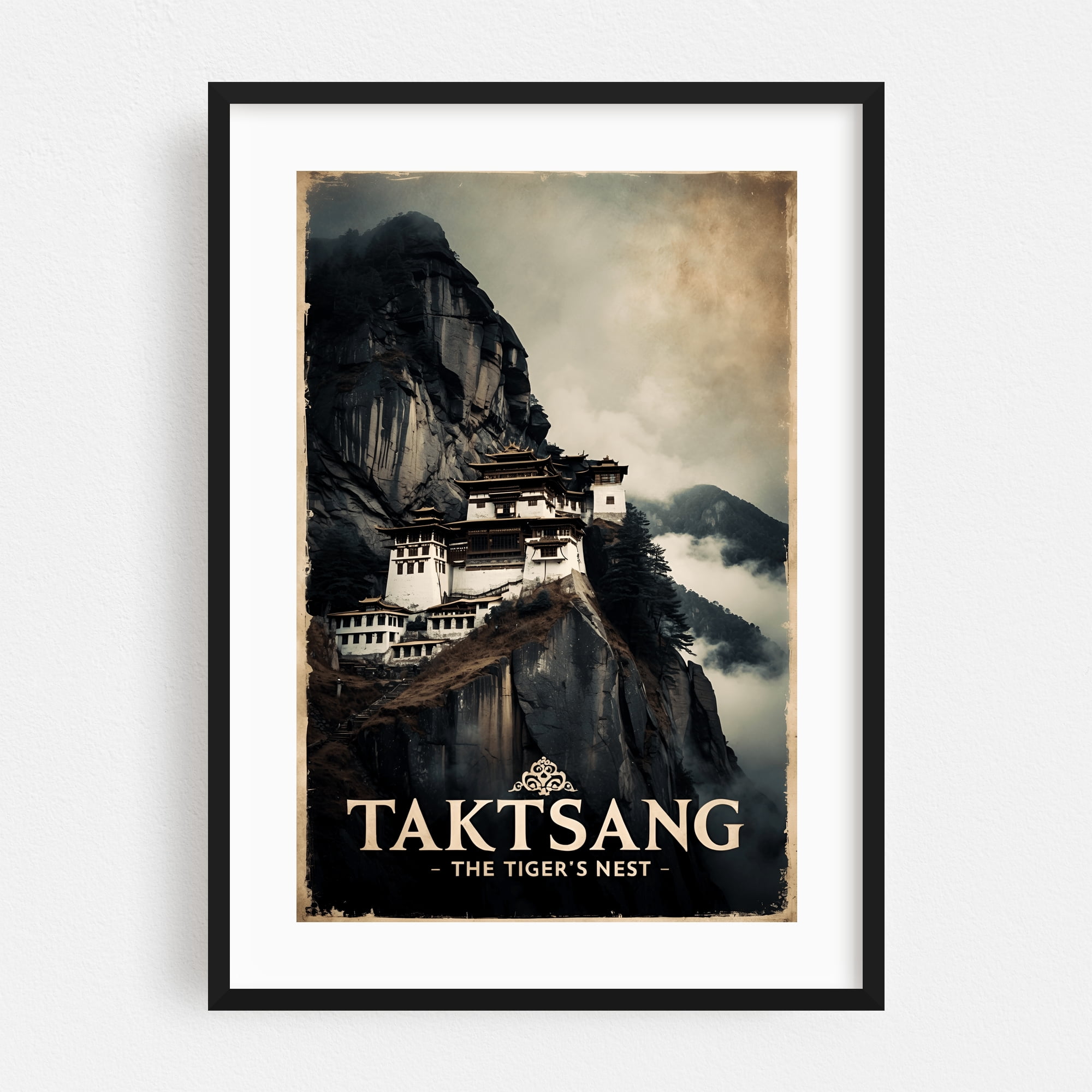 Tiger’s Nest Vintage Travel Poster – Mystical Beauty of Bhutan - Paro ...