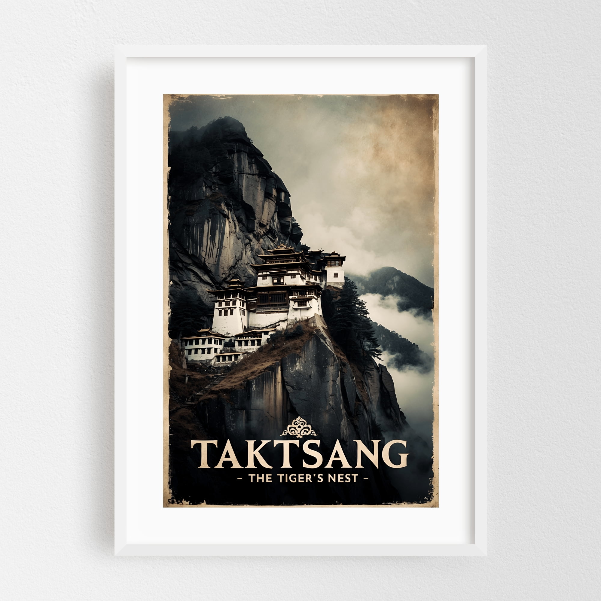 Tiger’s Nest Vintage Travel Poster – Mystical Beauty of Bhutan - Paro ...