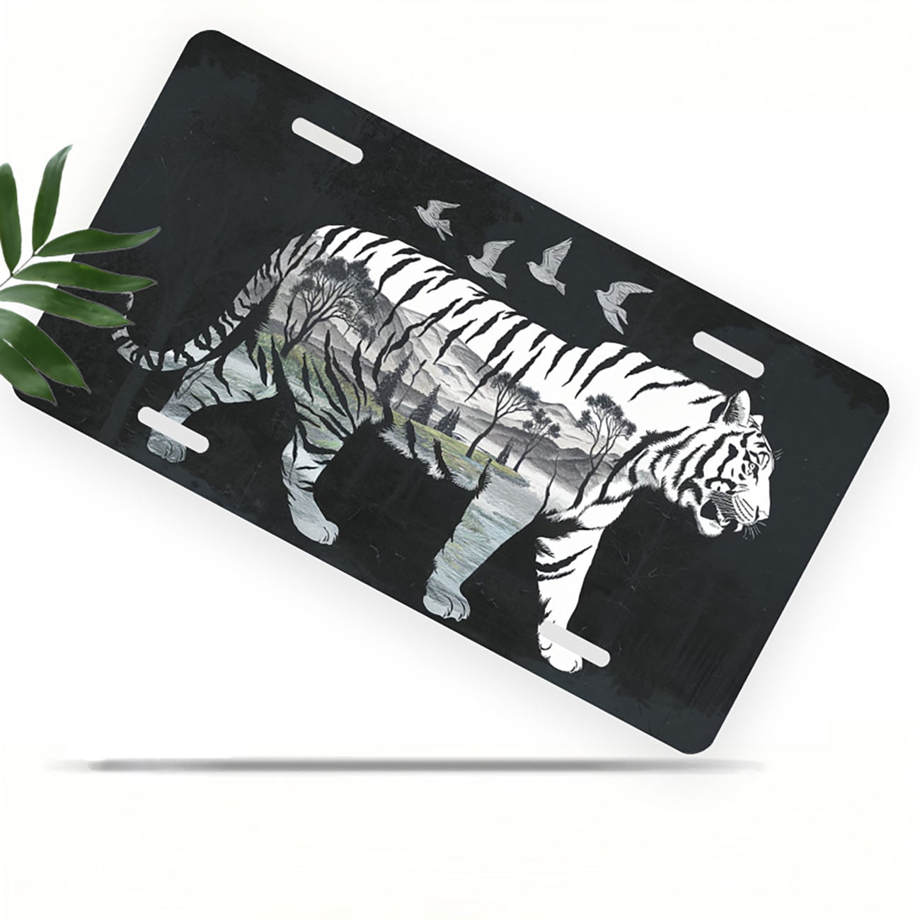 Tiger with Landscape Inside Funny Personalized License Plate Rust-proof ...