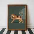 Tiger with Martini Mid Century Modern Cocktail Bar Cart Animal Lover ...