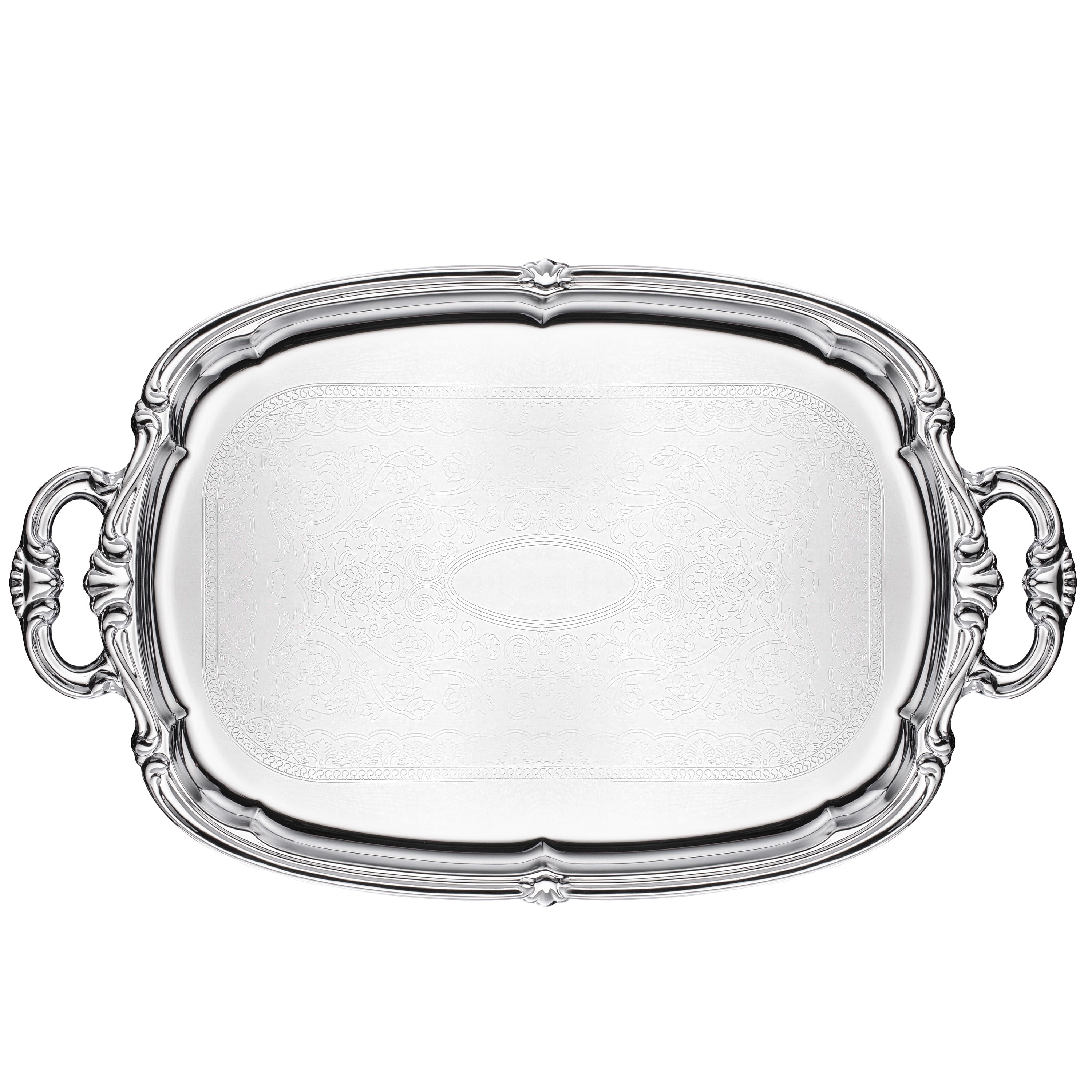 TigerChef Chrome Plated Steel Serving Tray With Handles 19.5 X 12.5 ...