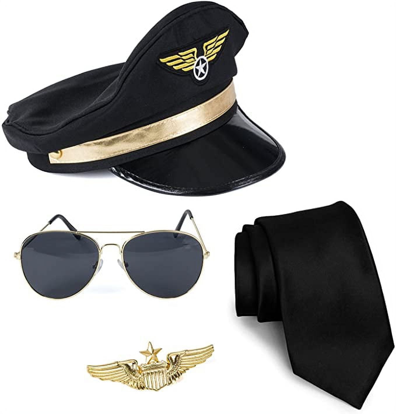 Tigerdoe Pilot Costume - 4 Piece Set for Adults and Teens Captain ...