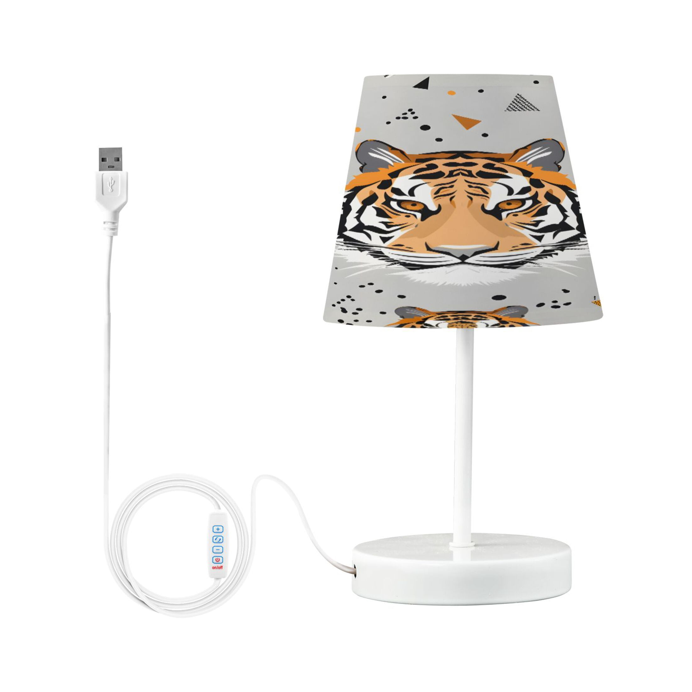 Tigers Face and Triangles Desk Lamp LED Table Nightstand Lamps with 3 ...