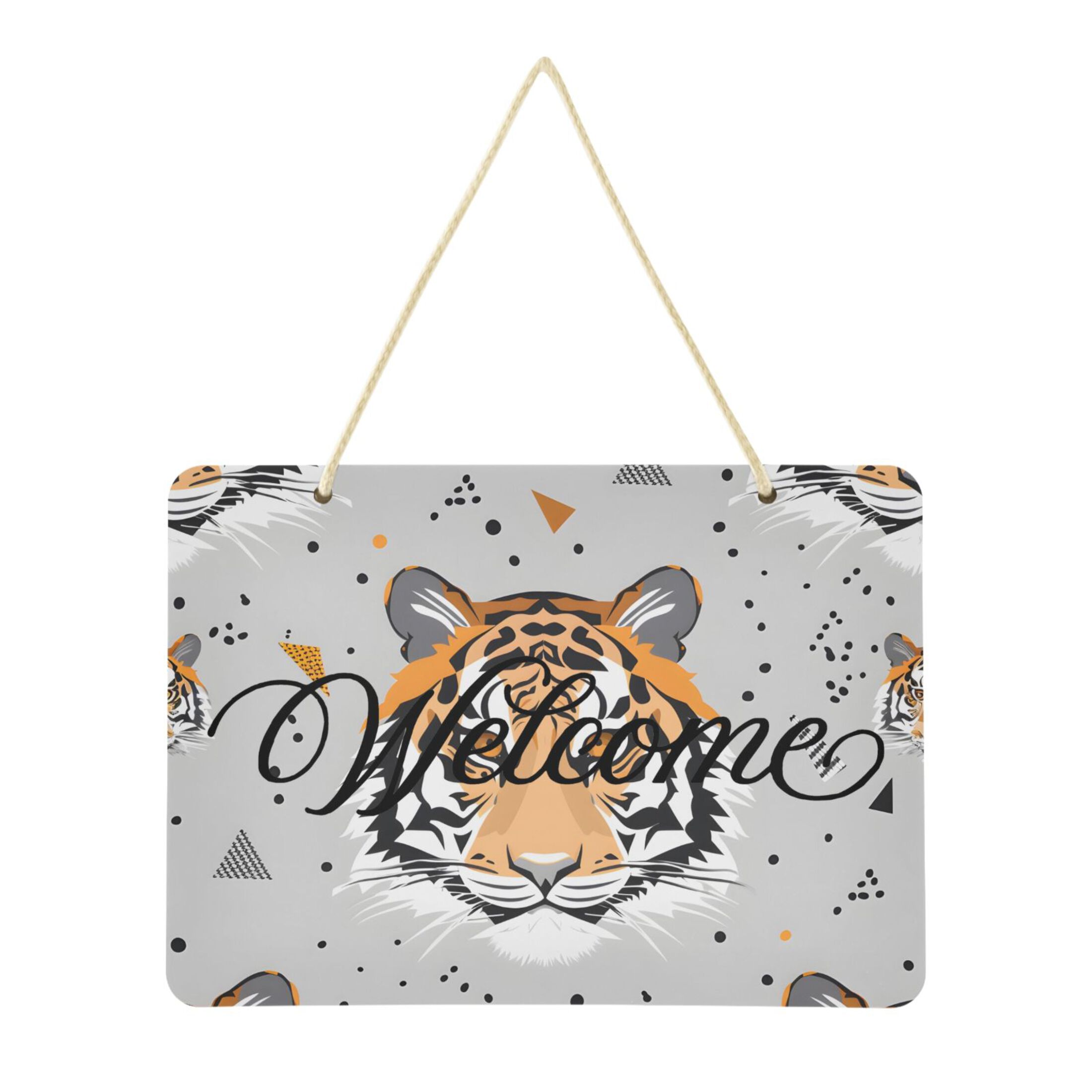 Tigers Face and Triangles Welcome Sign Front Door PVC 14x10 inch Hanger ...