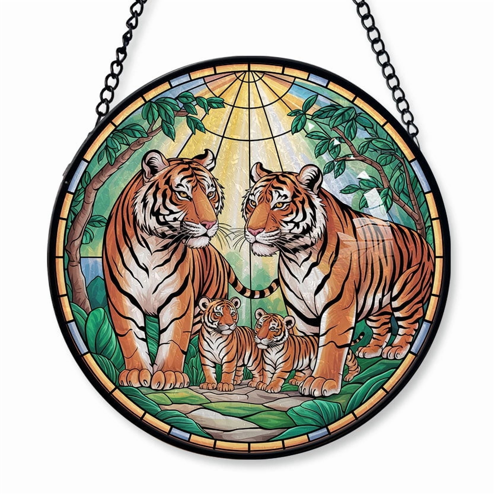 Tigers Family of 4 Stained Glass Suncatcher Window Hanging – Christmas ...