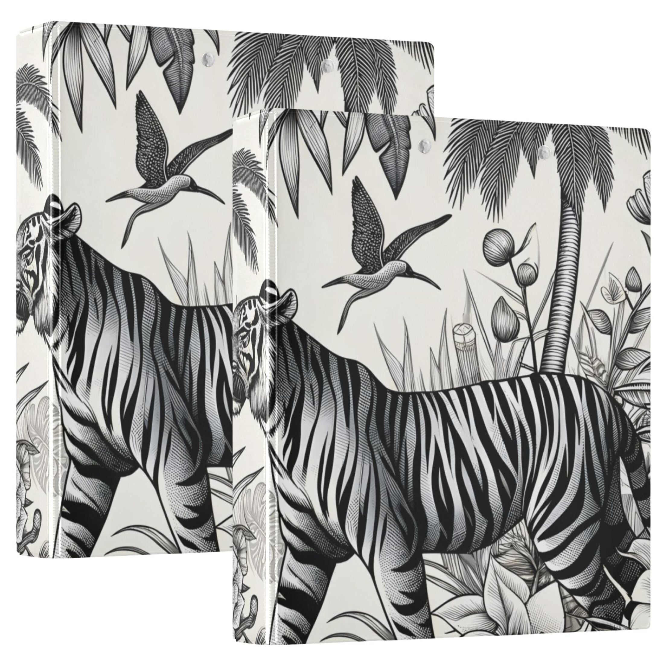 Tigers Flowers and Tree File Folder 3 Ring Binders 1.5 inch Hardcover ...