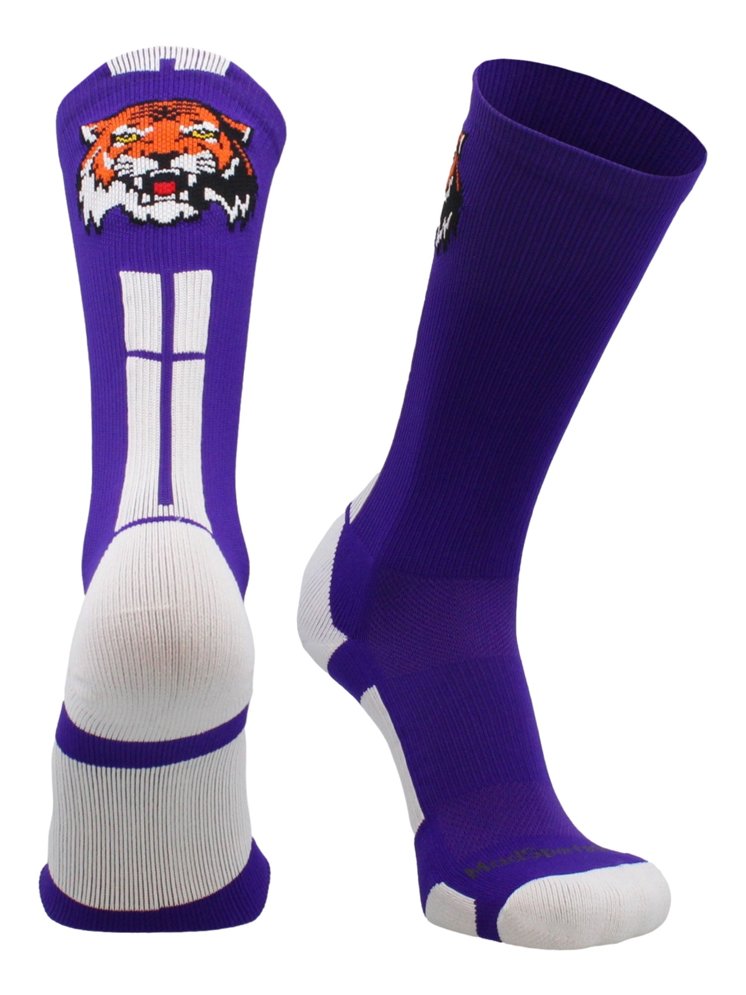 Tigers Logo Athletic Crew Socks (Purple/White, Large) - Walmart.com