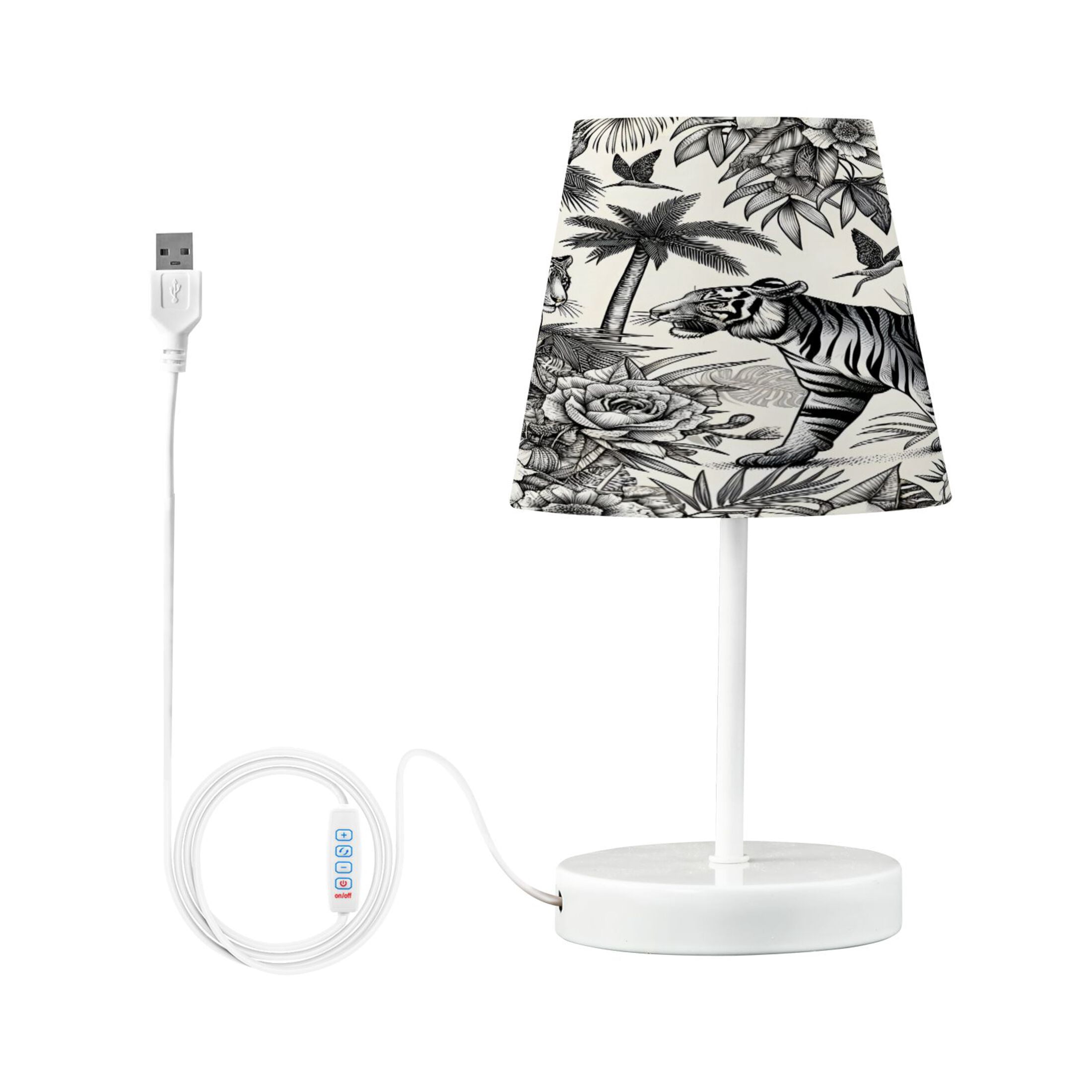 Tigers Palm Tree Flower Desk Lamp LED Table Nightstand Lamps with 3 ...