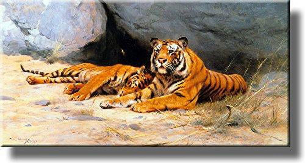 Tigers Resting by Kuhnert Picture on Stretched Canvas, Wall Art Decor ...