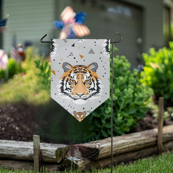 Tigers on Gray Garden Flag 18" x 12.5" Double Sided Yard Lawn Outdoor ...