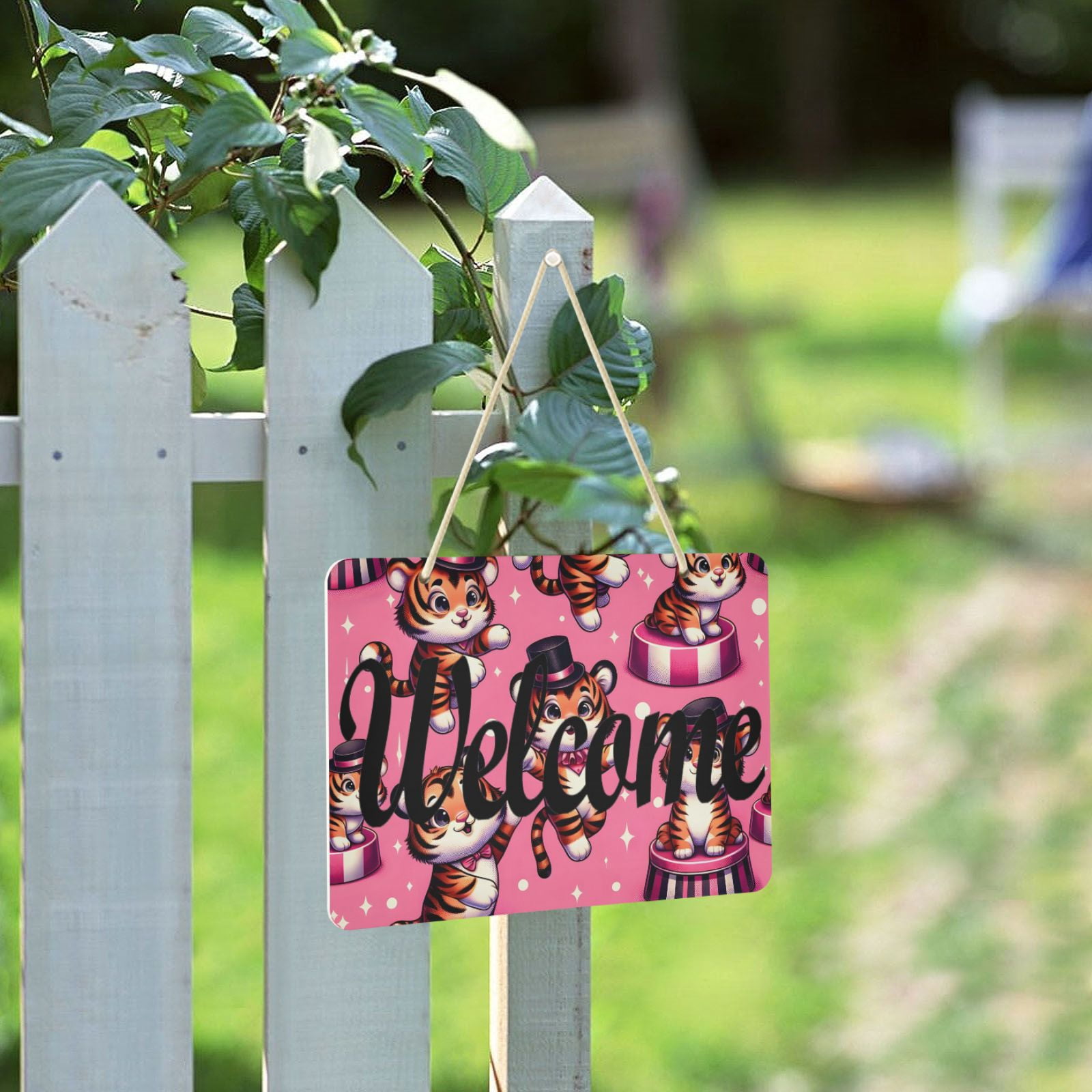Tigers on Pink Welcome Sign for Front Door Porch Wreath Door Sign Home ...