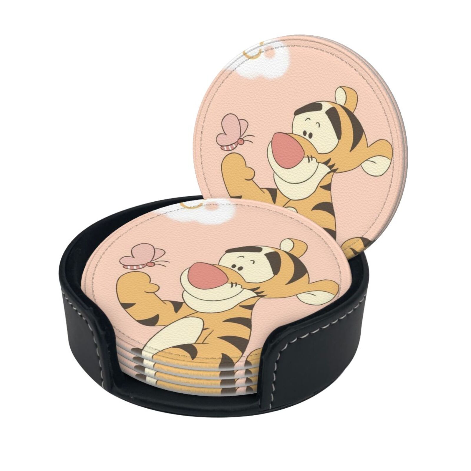 Tigger Anime Funny Coasters,6 Pcs Leather Coasters That Protect ...