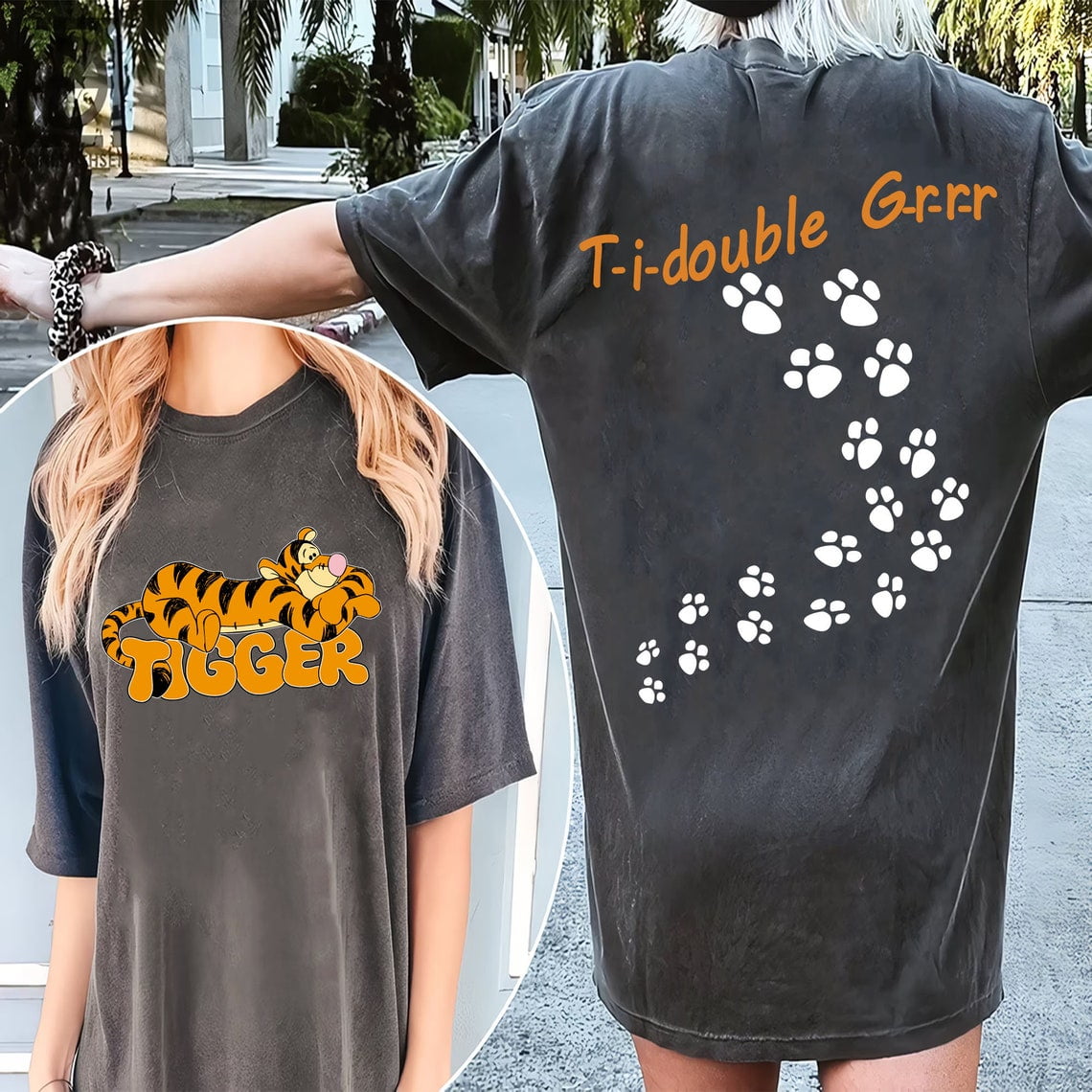 Tigger Ti Double Grrr 2 Sided Comfort Colors T-shirt Winnie The Pooh ...