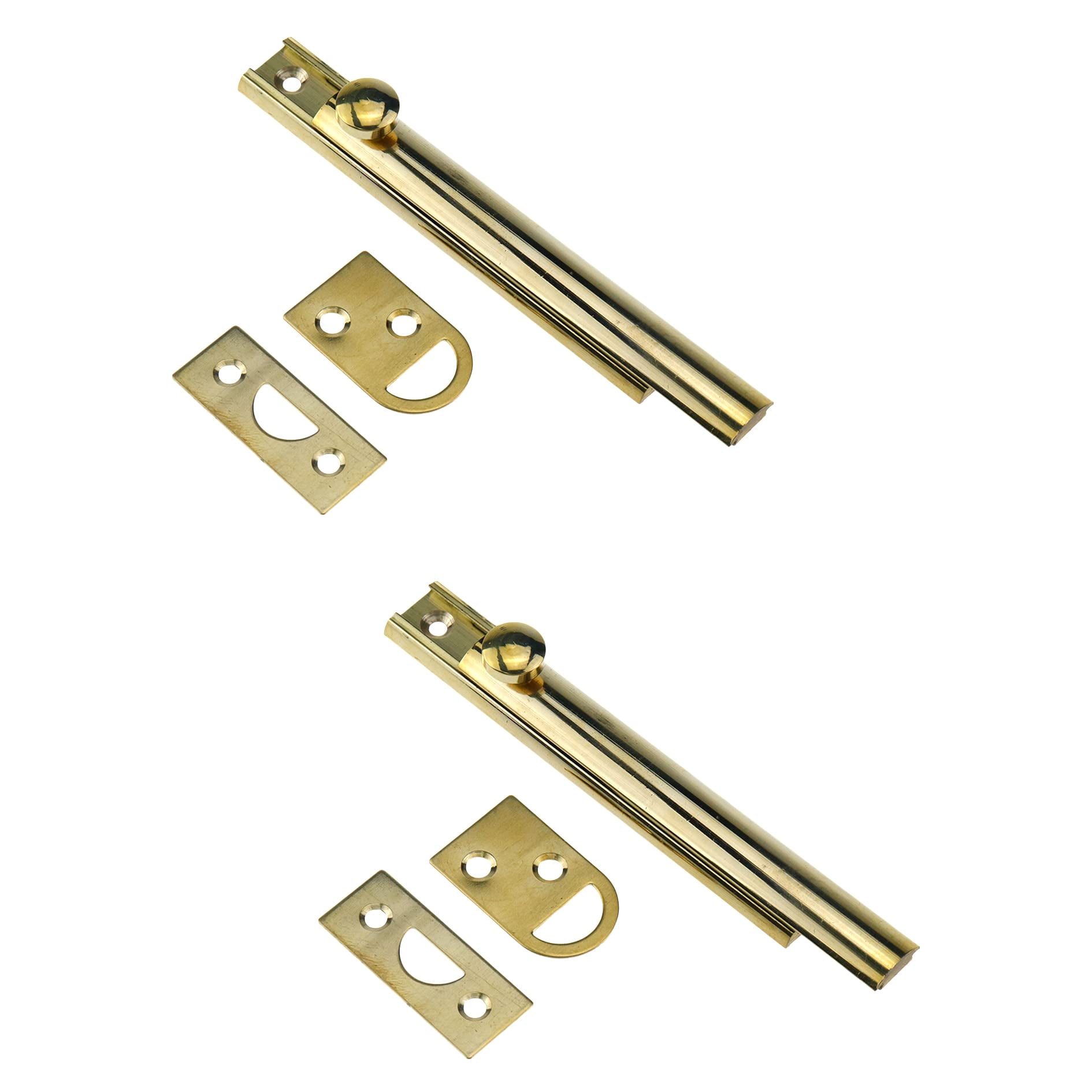 Tighall 2pcs Gold Solid Brass Surface Bolt 4 Inch Cabinet Sliding Bolt Latch with Screws C33 ...