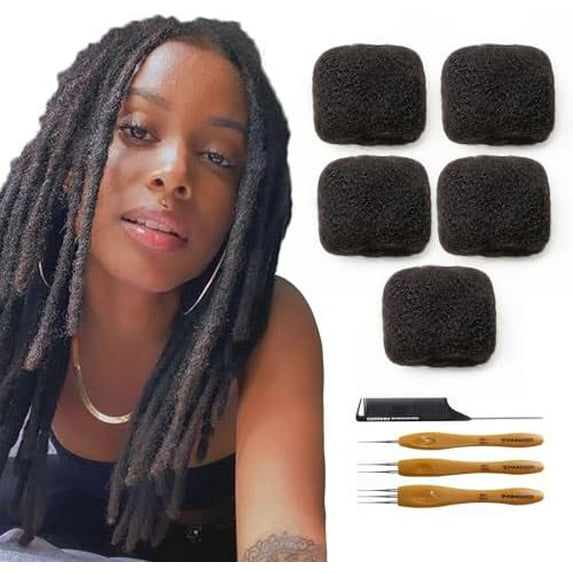 Tight Afro Kinky Human Hair - Black, 8 Inch Length, 5 Bundle Set with ...
