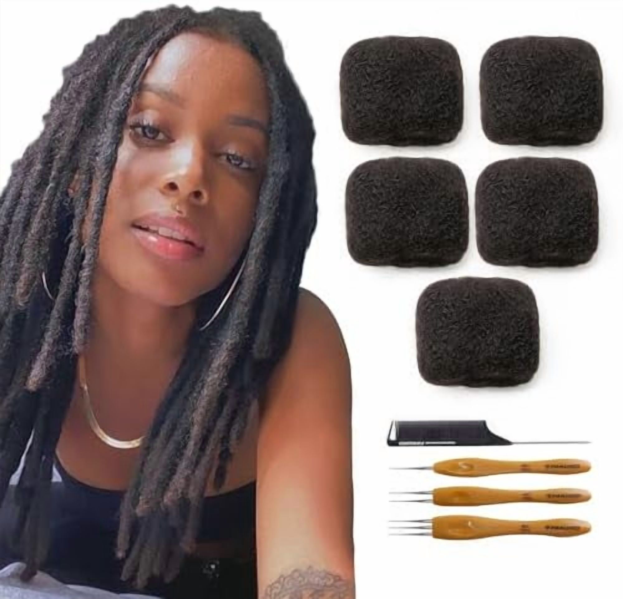 Tight Afro Kinky Human Hair - Black, 8 Inch Length, 5 Bundle Set with ...