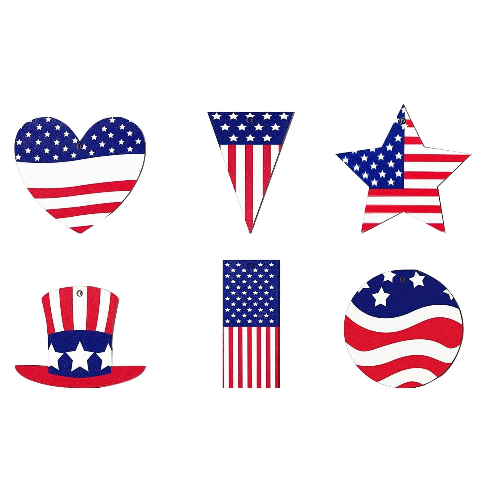 Tigivemen 12pcs 4th of July Ornaments Patriotic Wooden American Flag ...