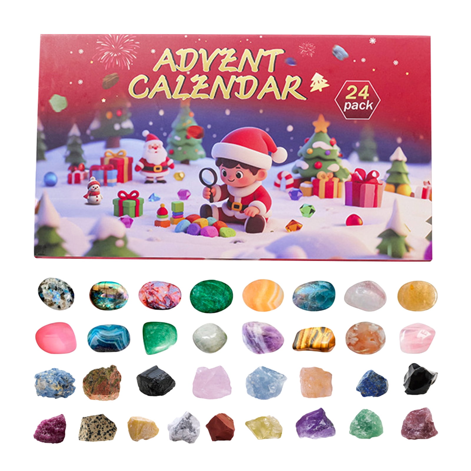 Tigivemen Christmas Advent Calendar 24 Gemstones Countdown Calendar for ...