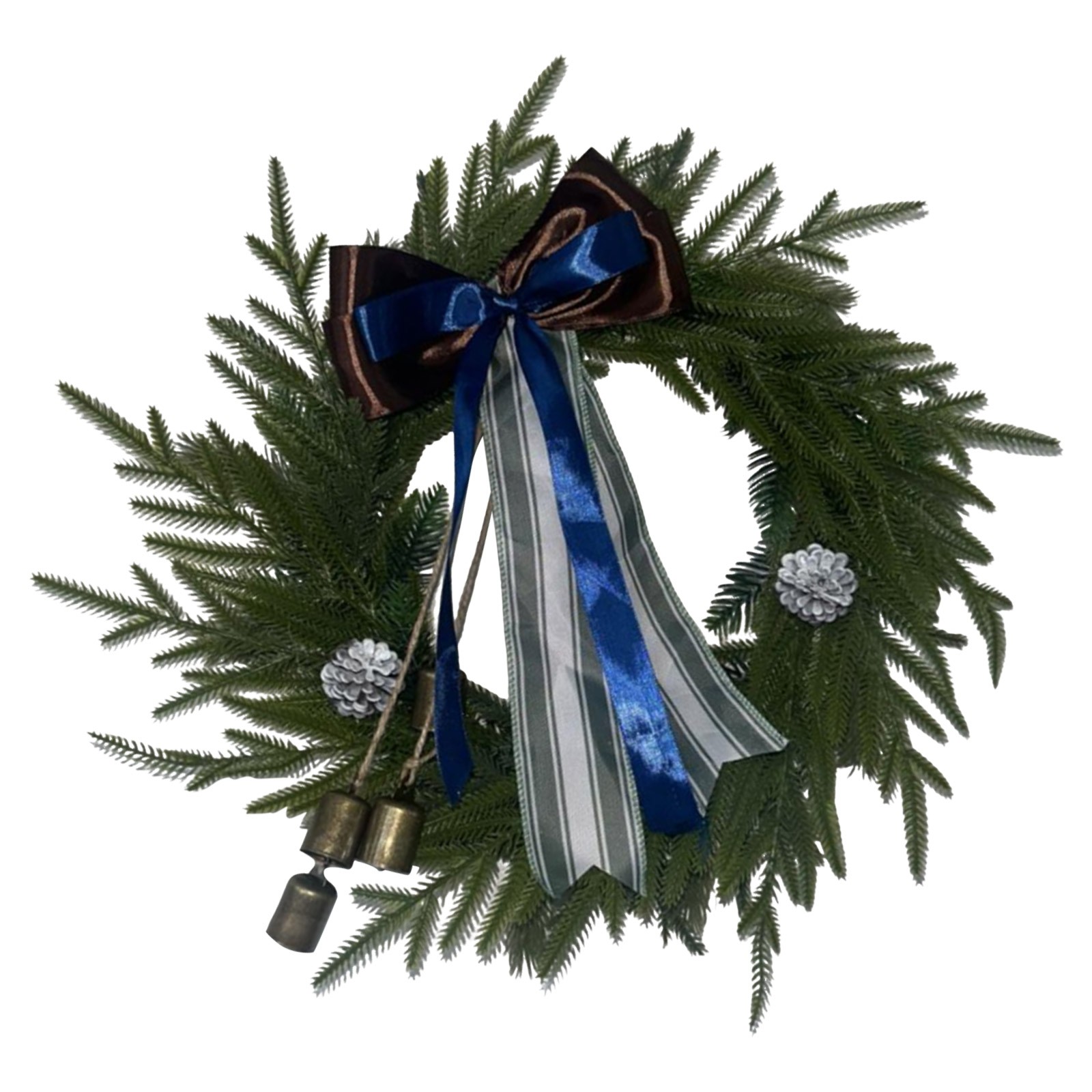 Tigivemen Christmas Door Wreath 18 Inch Wreath with Bells Ribbon ...