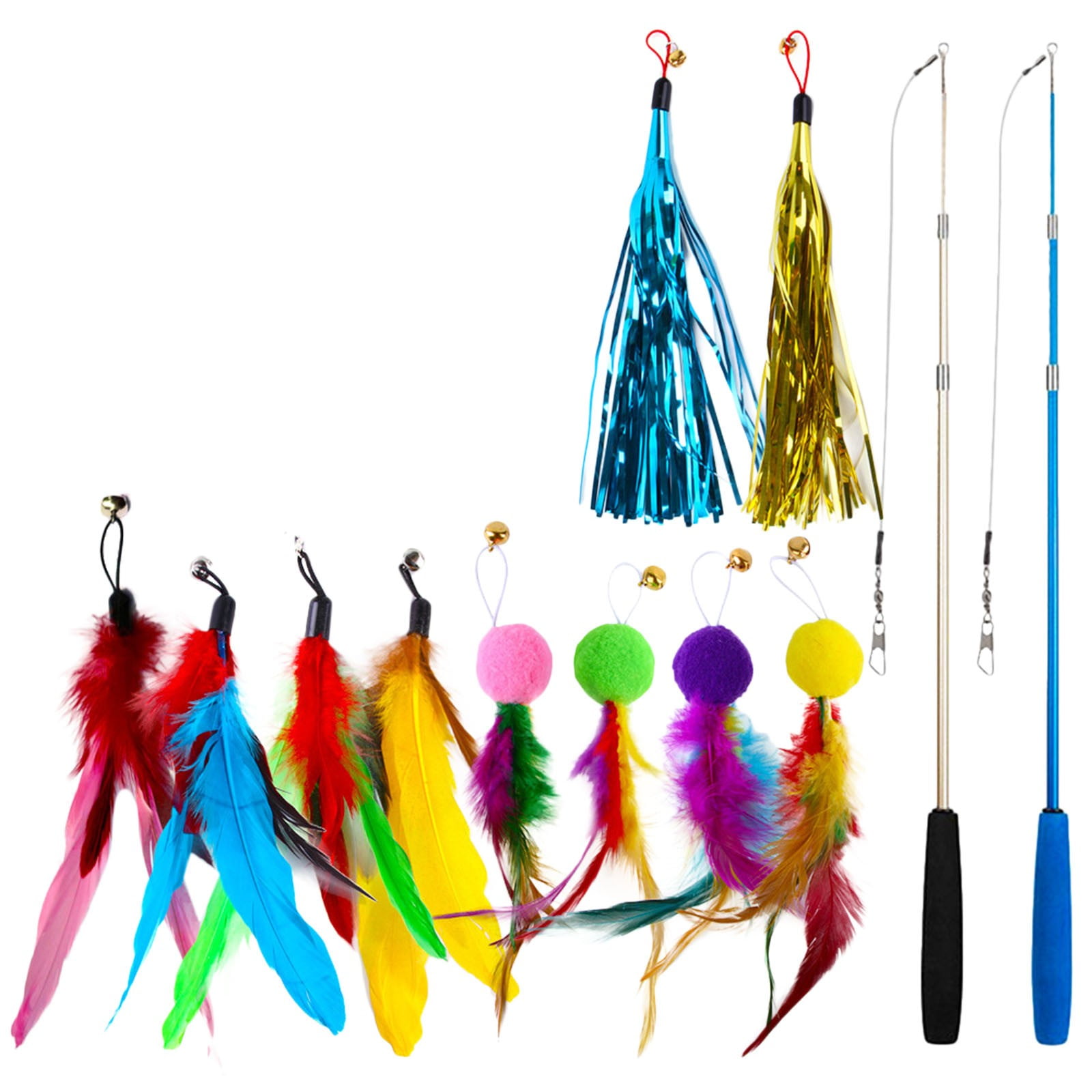 Tigivemen Interactive Cat Toys Retractable Wand Toy And Feather Toys ...