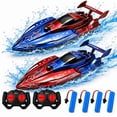 Tigozz RC Boat 2 Pack, Red Blue Spider Style Racing Set With 4 ...