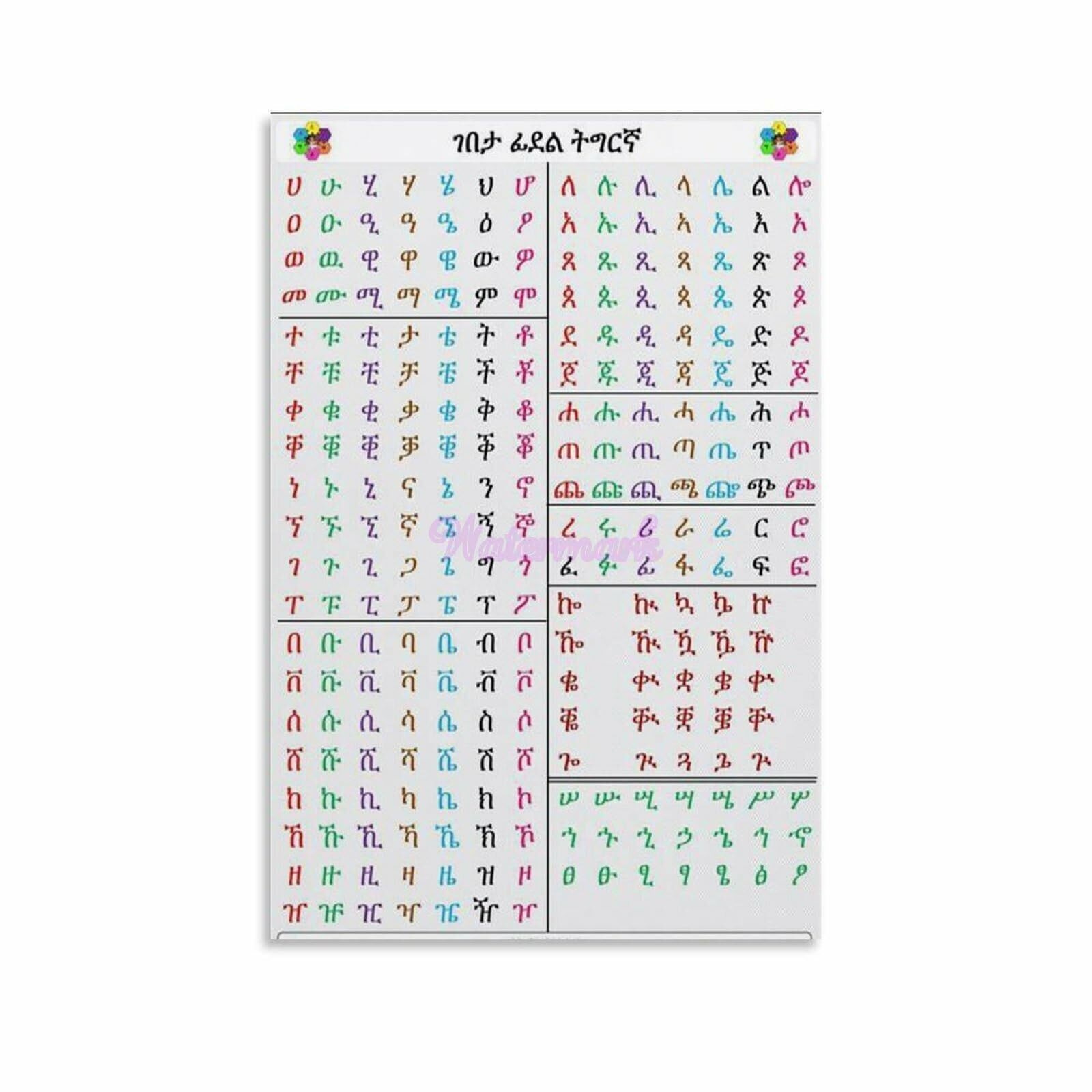 Tigrinya Alphabet School Classroom Decoration Poster (11) Canvas ...