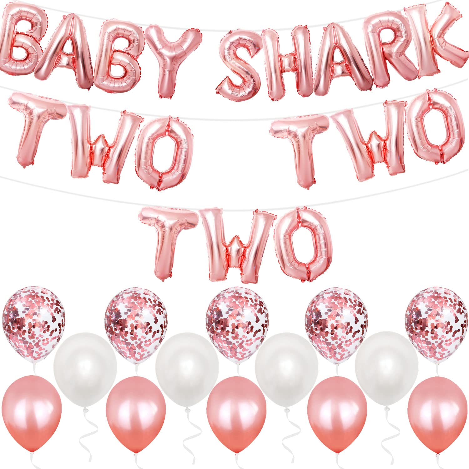 Tihuprly Rose Gold Baby Shark 2nd Birthday Decorations for Girls | Baby ...
