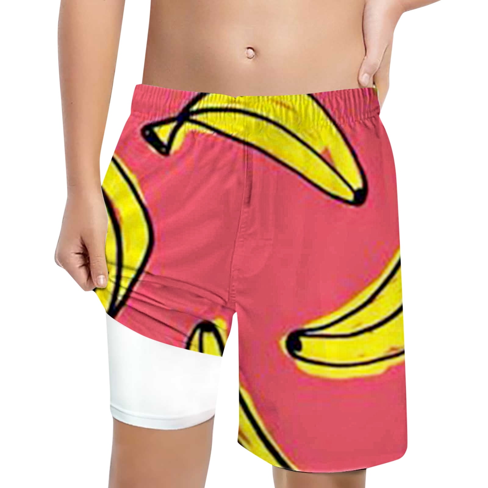 Tiijoy Big Boys Swimming Trunks with Compression Liner Print Board ...