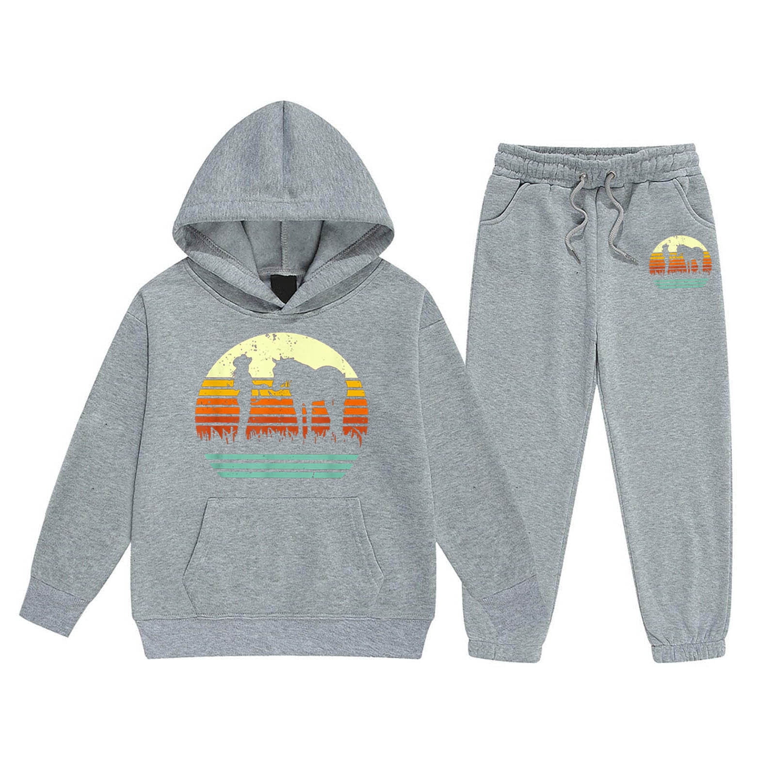 Tiijoy Big Girls Casual Active Outfits Horse Graphic Hoodie and ...