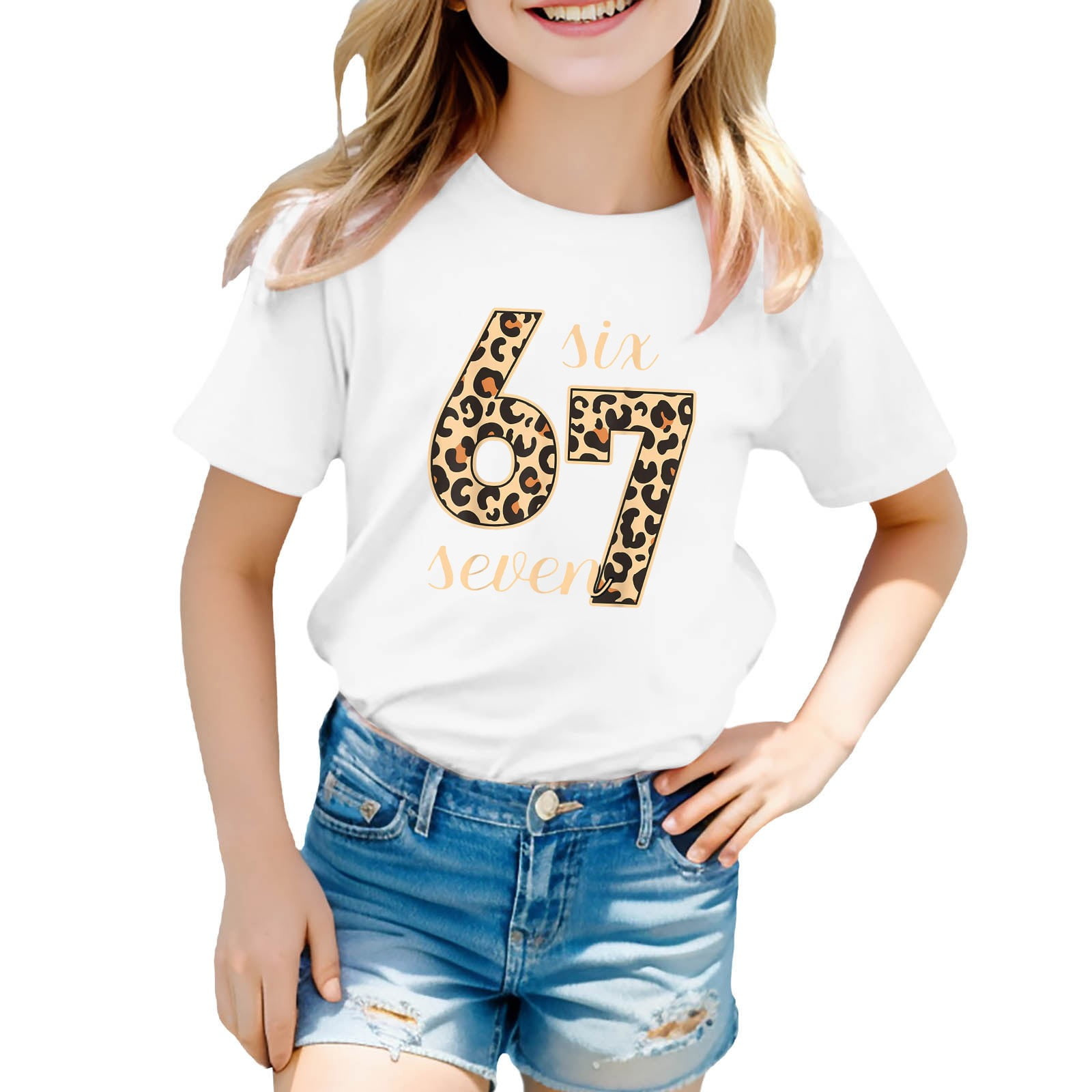 Tiijoy Big Girls Graphic Short Sleeve T Shirt Round Neck Casual T-Shirt ...
