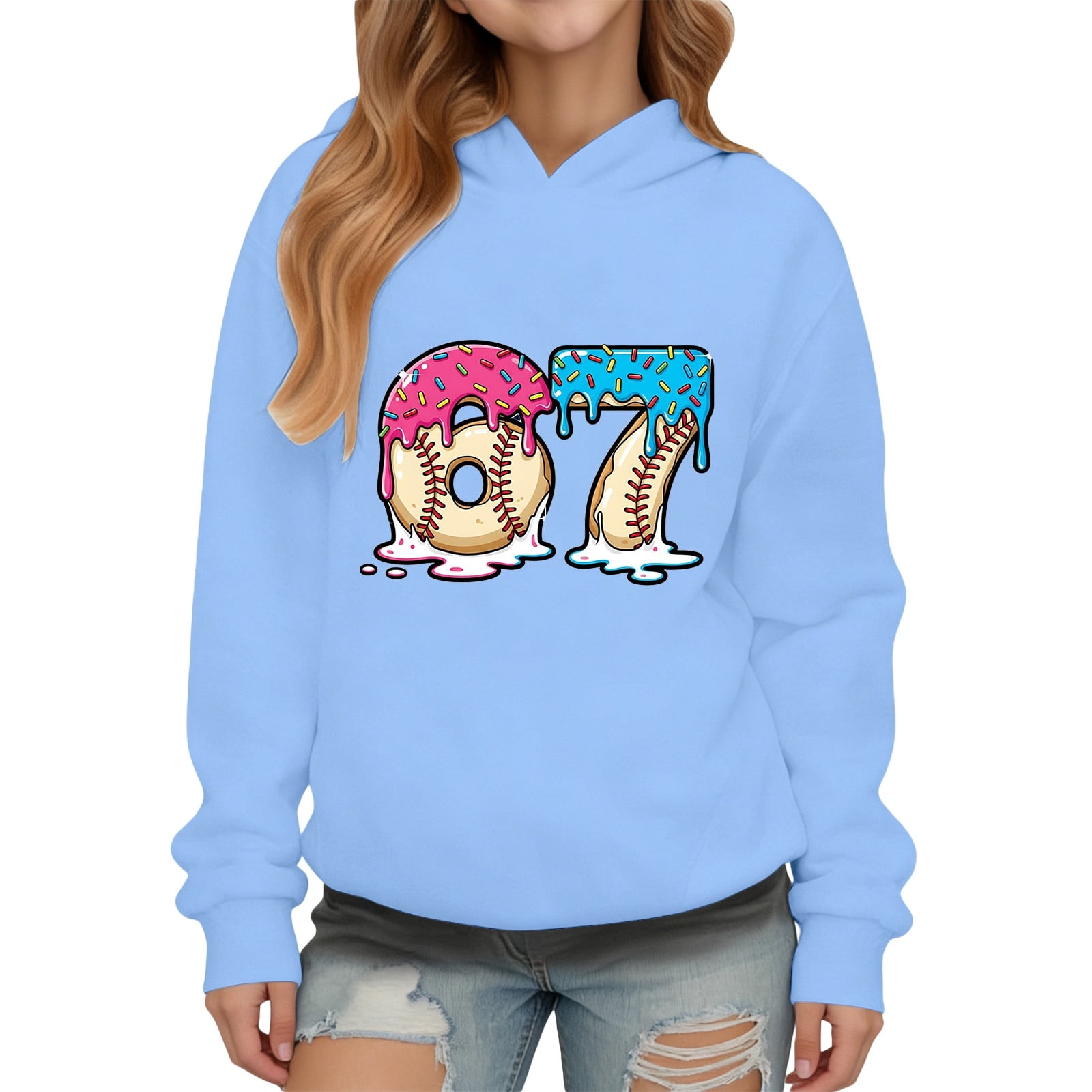 Tiijoy Big Girls Hoodie 67 Ice-Cream Print Pullover Hooded Sweatshirt ...