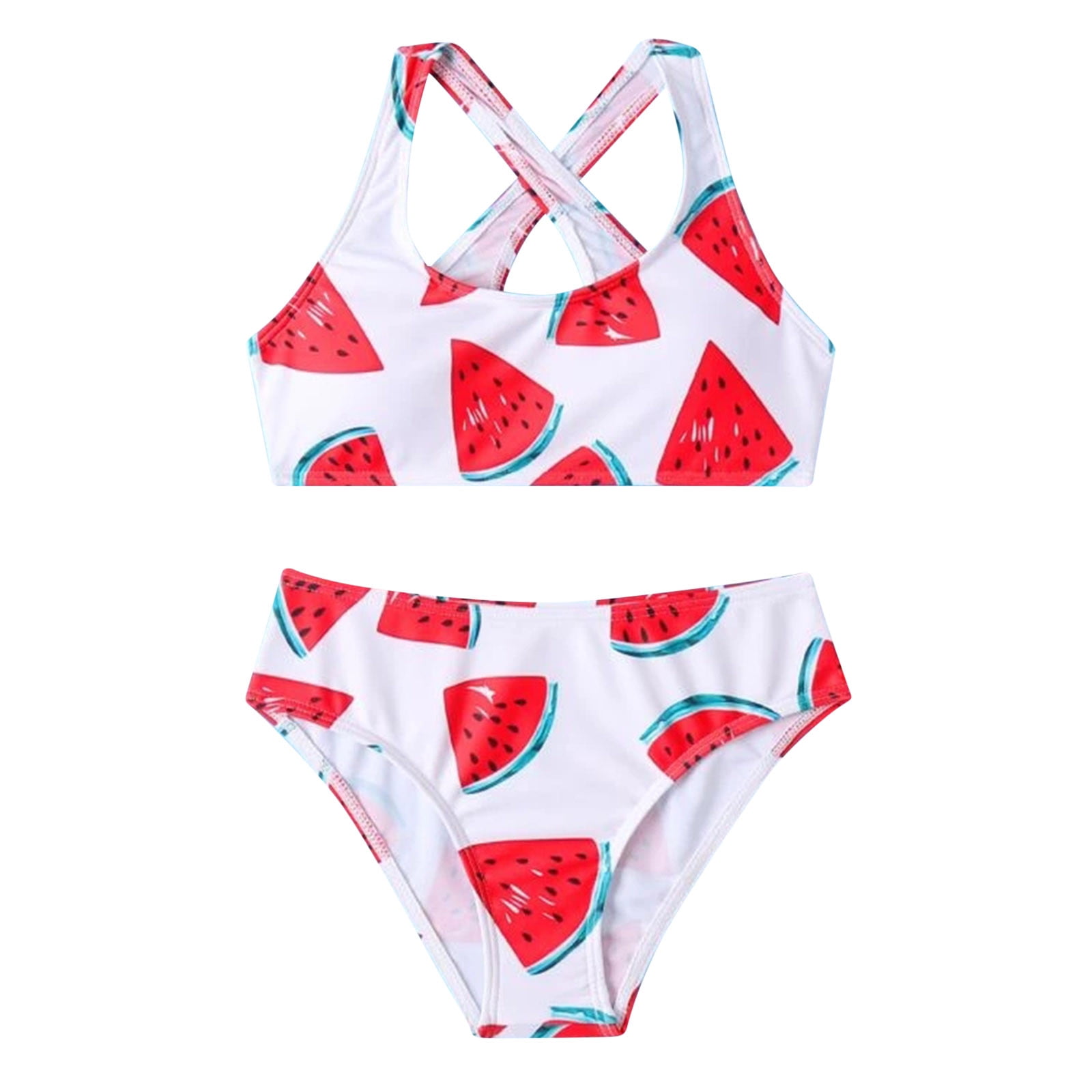 Tiijoy Big Girls Swimsuit Crisscross Watermelon Print Bathing Suit ...