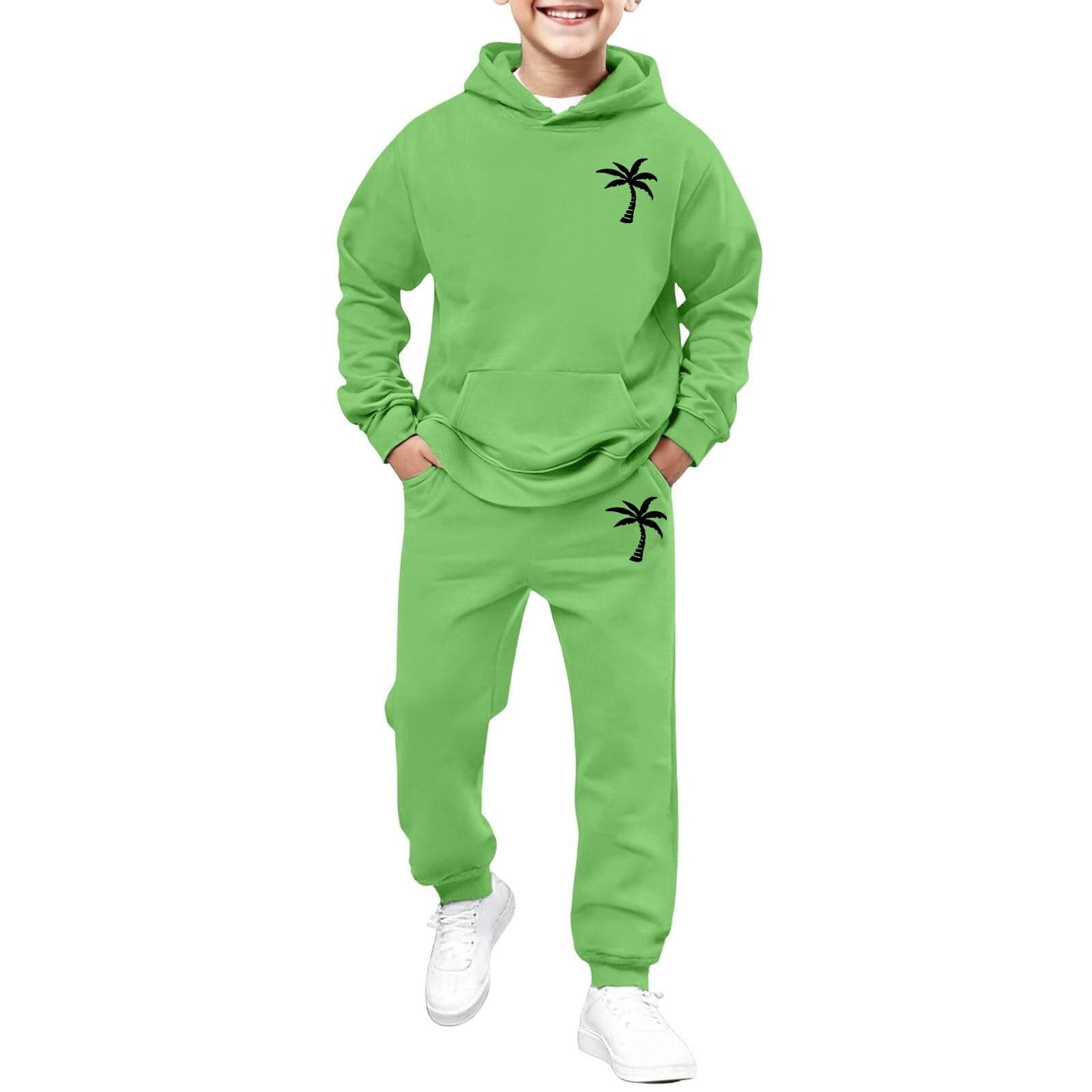 Tiijoy Boys Outfits Coconut Tree Print Pullover Hoodie Sweatpants Set ...