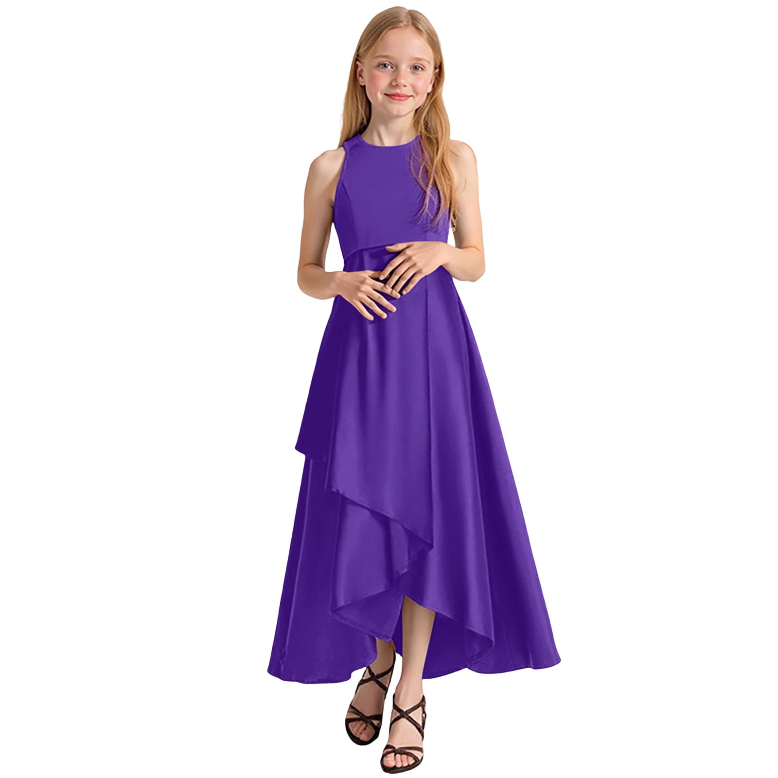 Tiijoy Girls Elegant Sleeveless Formal Dress Pageant Party Gown Long ...