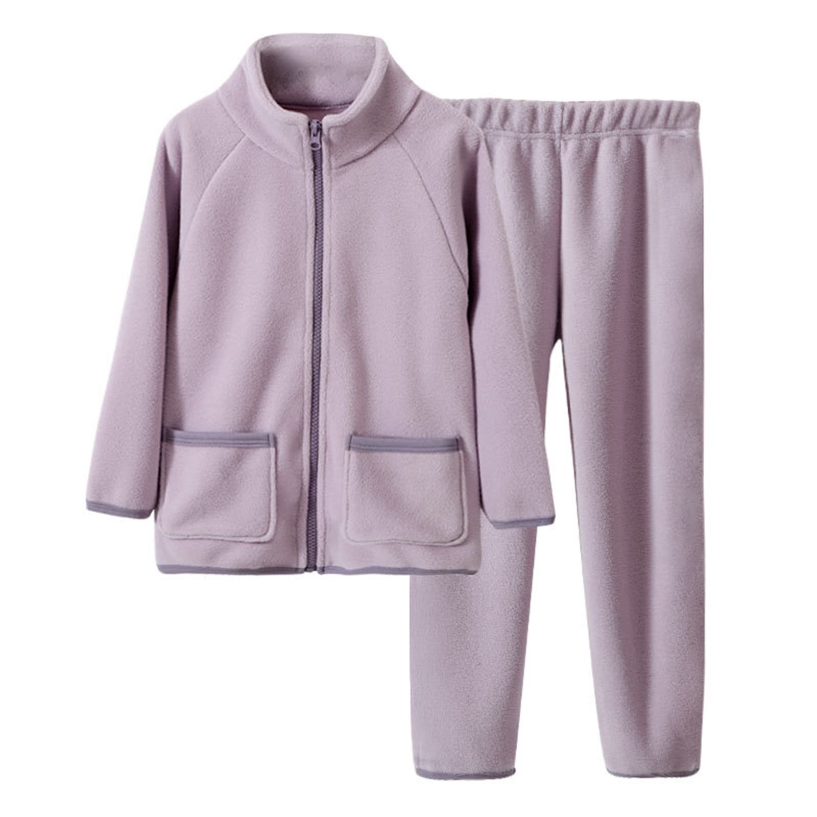 Tiijoy Girls Fleece Pajama Set Winter Warm Zip Up Coat Pants Cozy ...