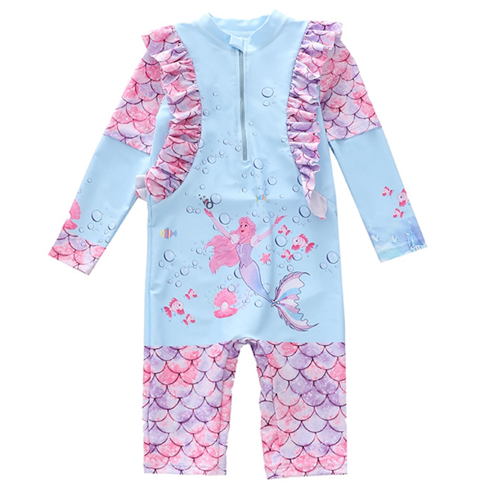 Tiijoy Girls Long Sleeve Rash Guard One-Piece Swimsuit Ruffle Cartoon ...
