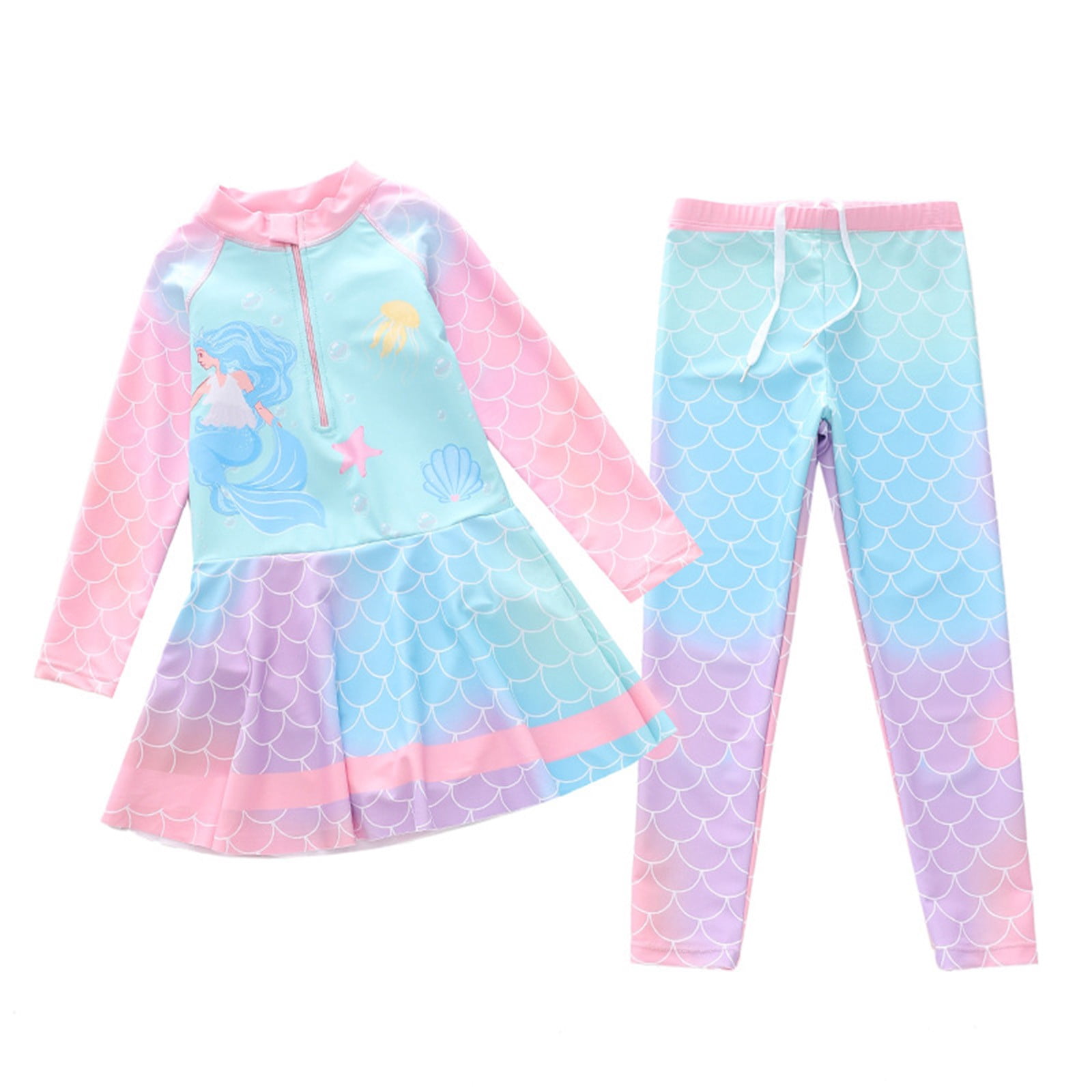 Tiijoy Girls Long Sleeve Rash Guard Swim Dress with Swim Pants UPF 50 ...