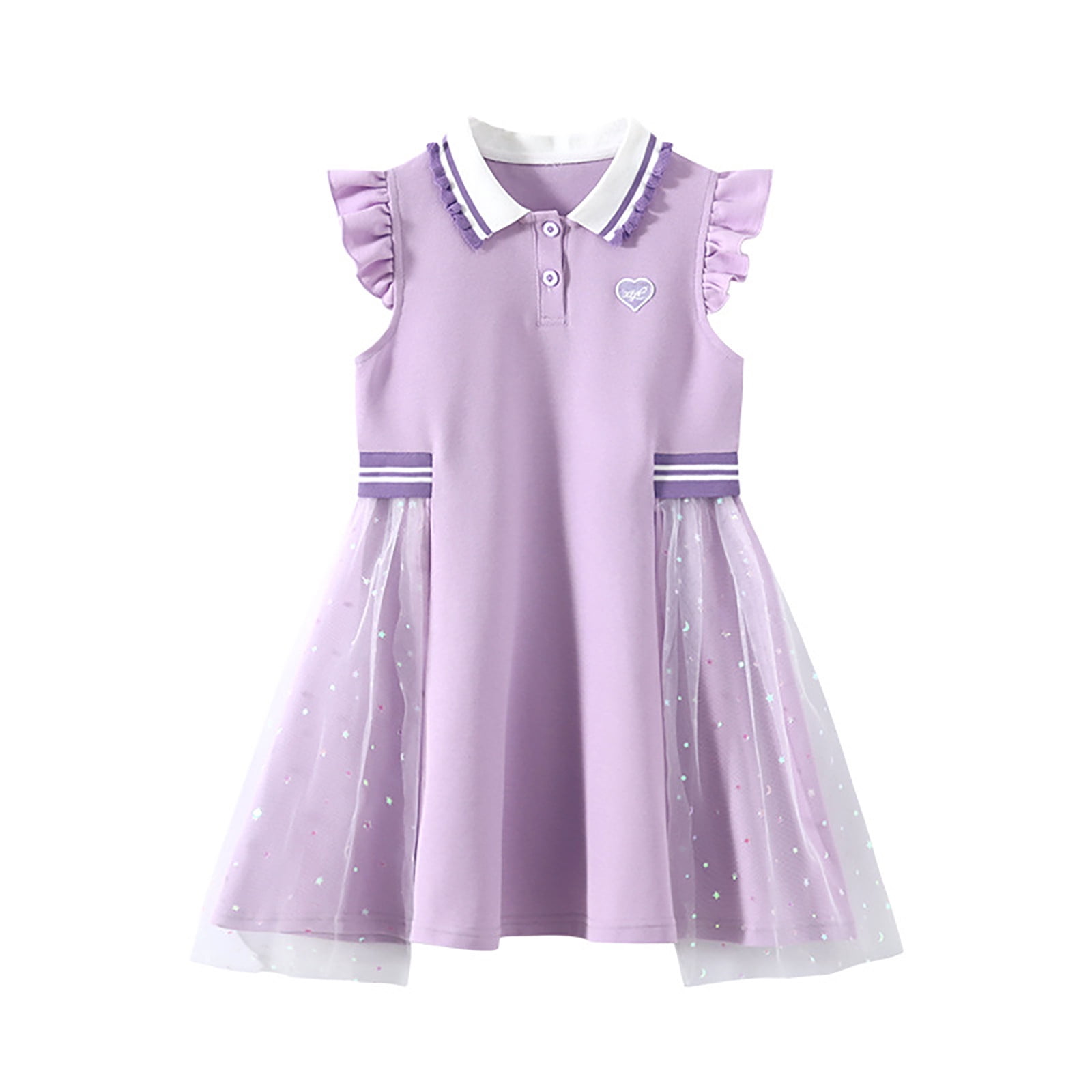 Tiijoy Girls School Uniform Polo Dress Sleeveless Mesh Casual Dress for ...