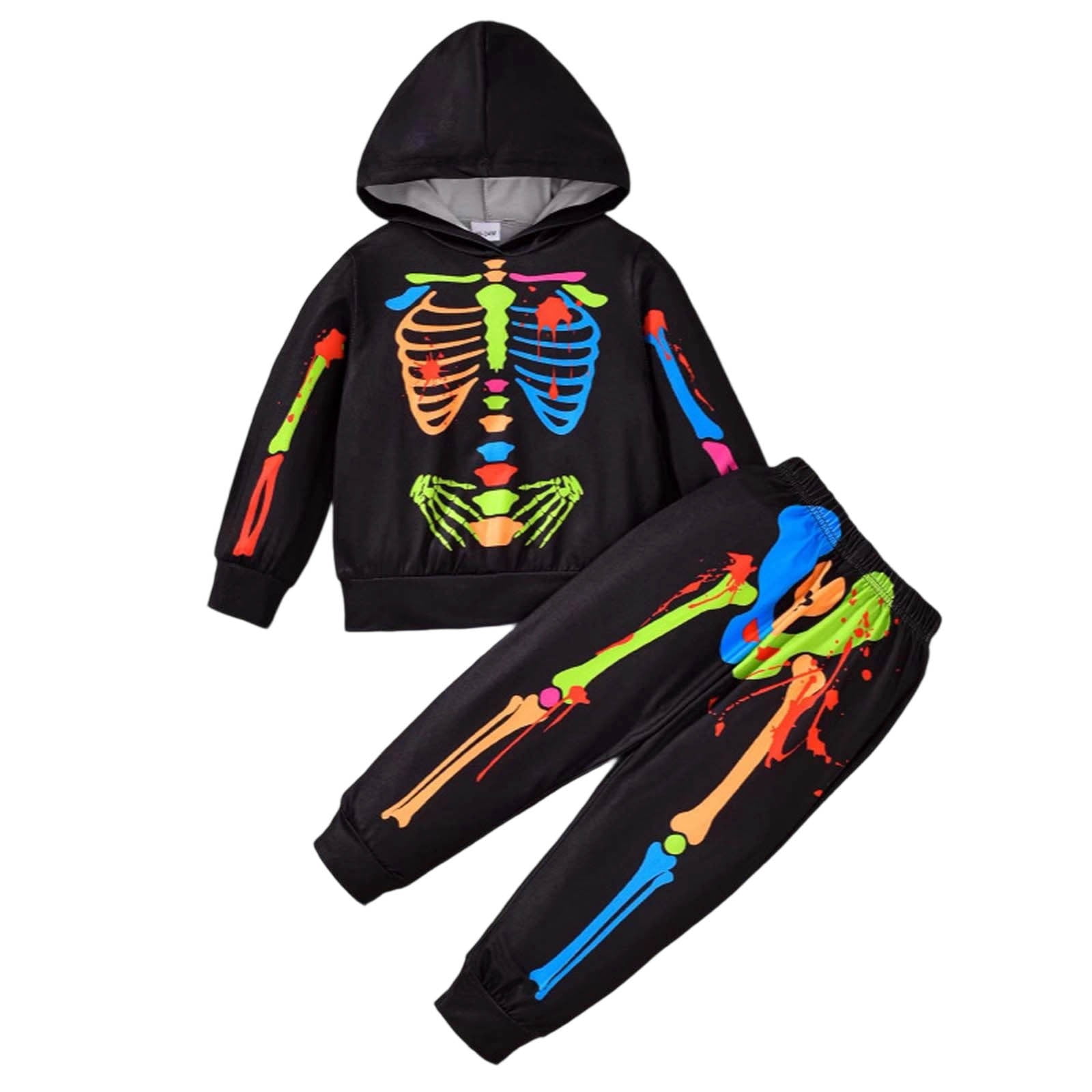Tiijoy Glow In The Dark Halloween Skeleton Outfits for Kids Girls ...