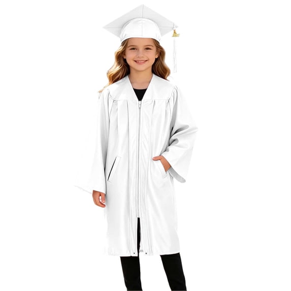 Tiijoy Kids Girls Graduation Gown and Cap Set Solid Graduation Cap with ...