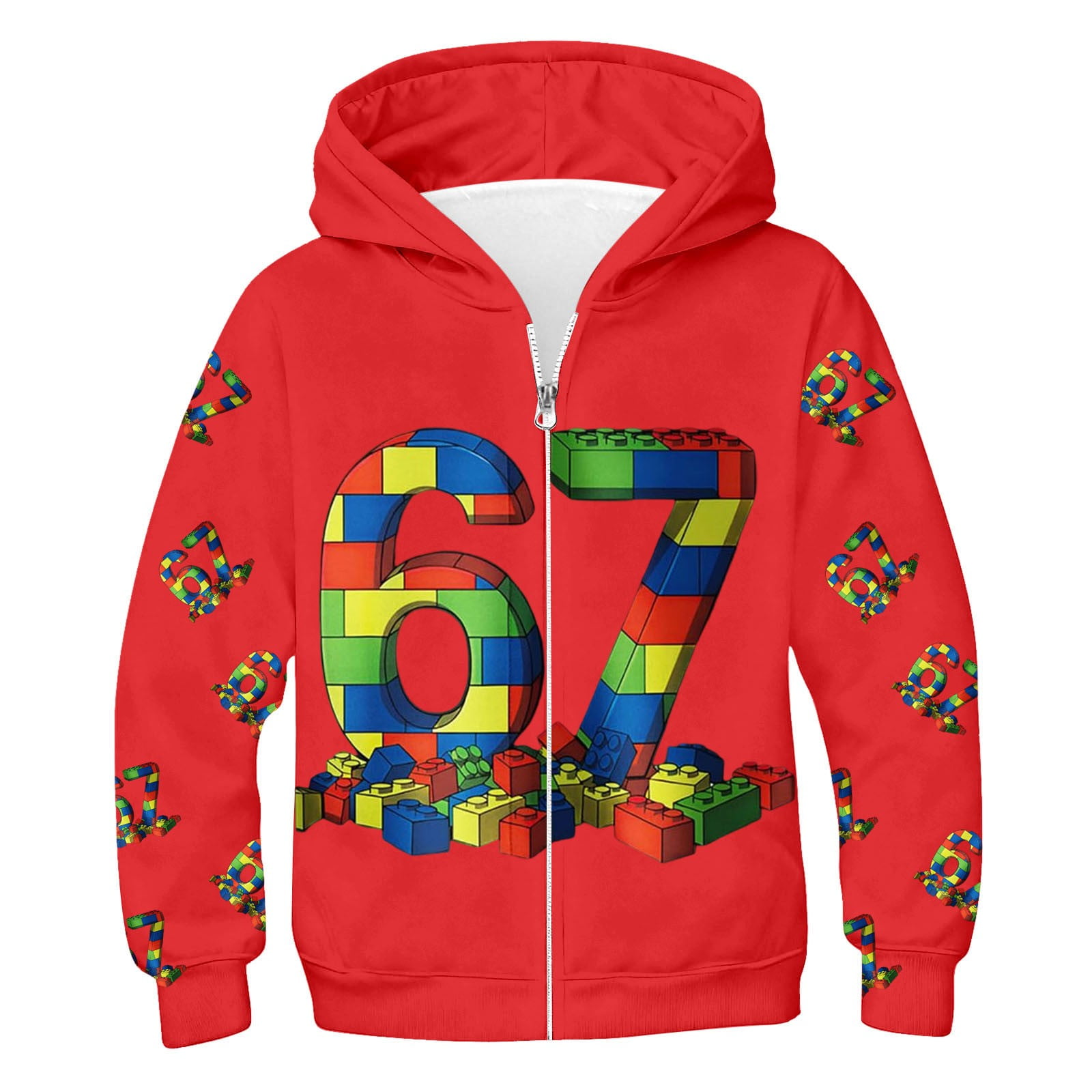 Tiijoy Little Boys Zip up Hoodie 67 Print Hooded Sweatshirt Casual ...