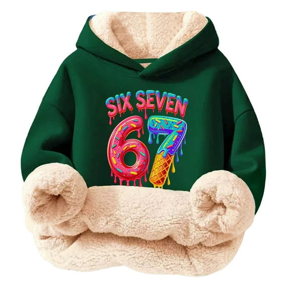 Tiijoy Little Girls Fleece Hoodie 67 Ice-Cream Print Warm Hooded ...