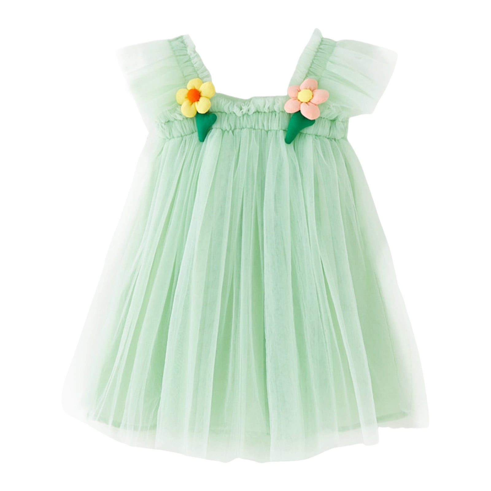 Tiijoy Little Girls Flower Tutu Dress Flutter Strap Sleeveless Tulle ...