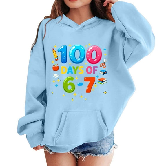 Tiijoy Little Girls Loose Hoodie Letter Print Unisex Casual Hooded ...