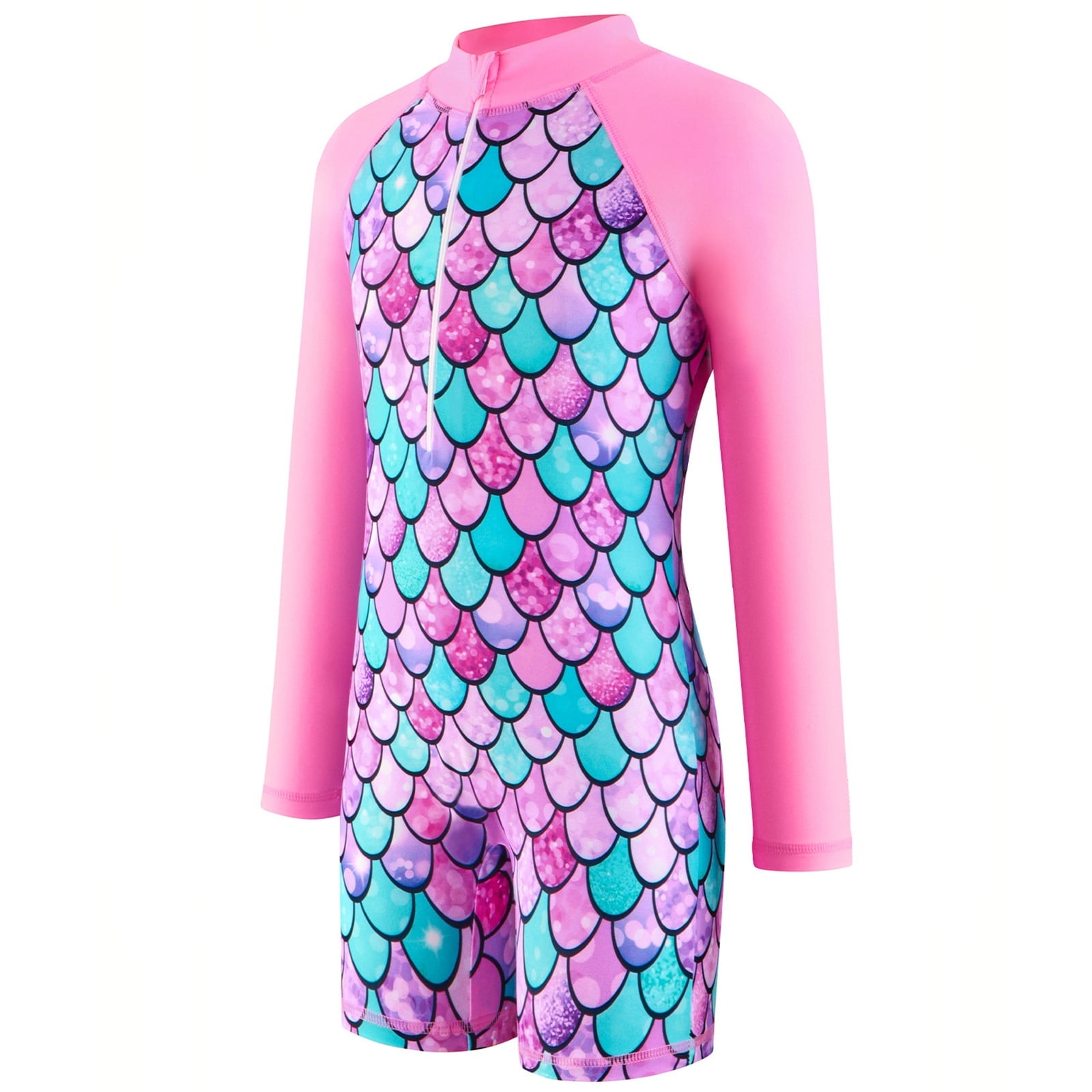 Tiijoy Little Girls UPF 50+ Zipper Long Sleeve Rash Guard One-Piece ...