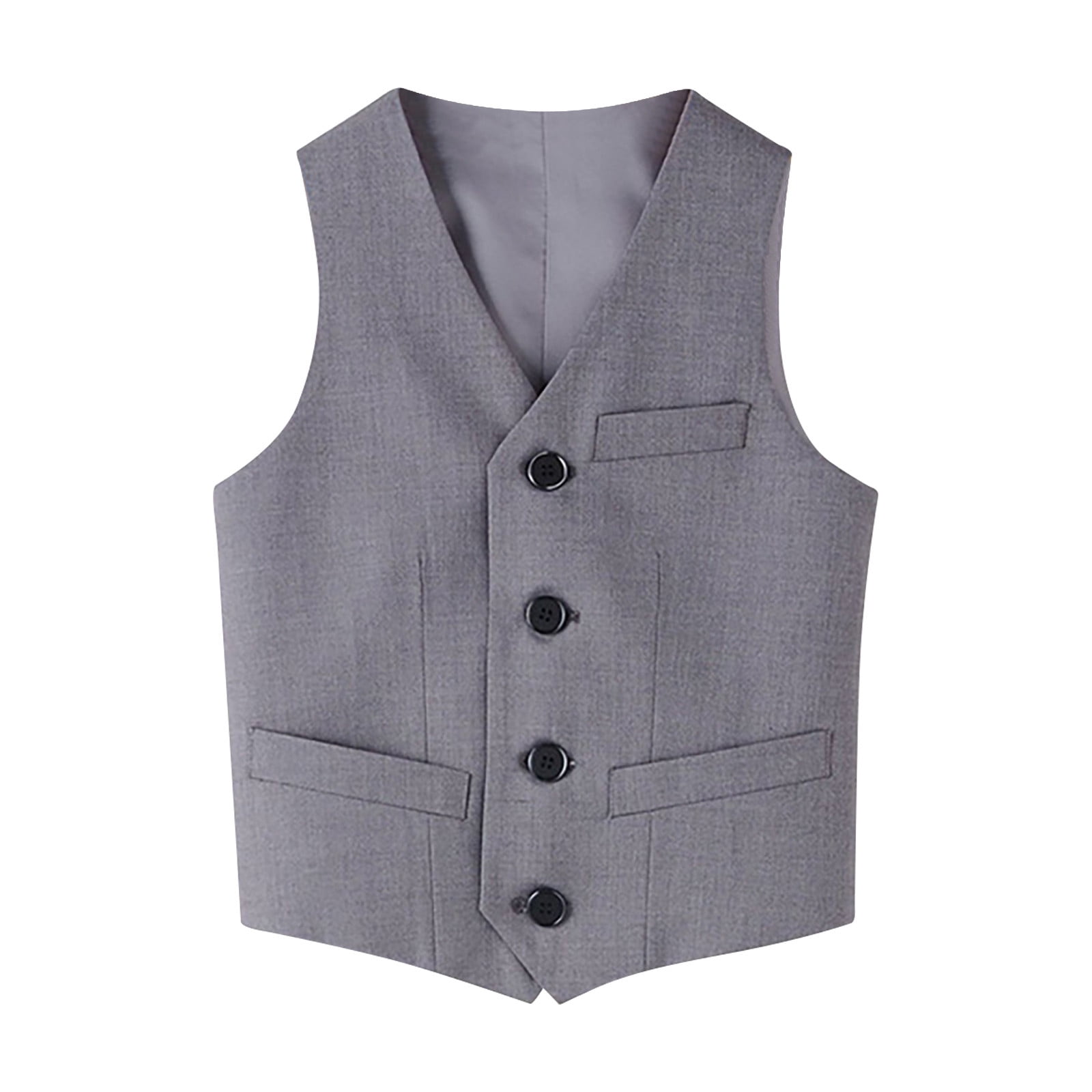 Tiijoy Teen Boys Formal Suit Vest Solid Color V-Neck 4 Button Waistcoat ...