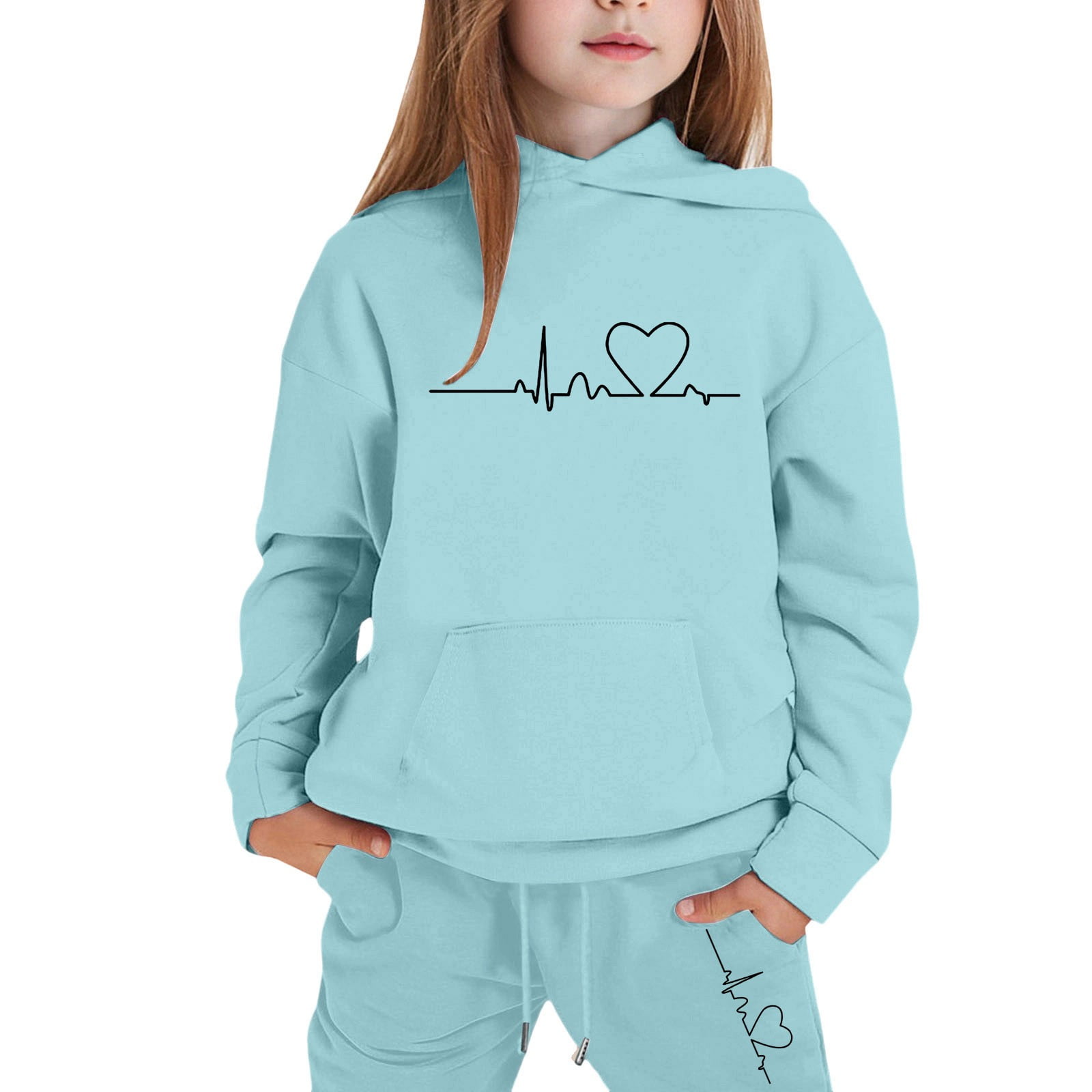 Tiijoy Teen Girls Hoodie Set Graphic Active Hoodie and Sweatpants ...