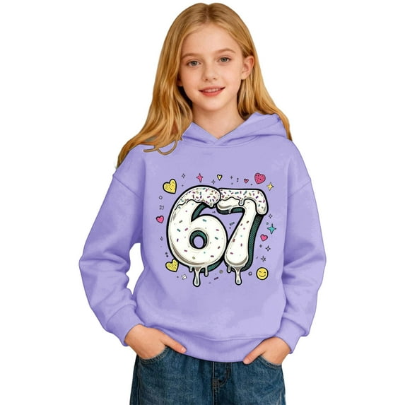 Tiijoy Toddler Girls 67 Hoodies Letter Graphic Cute Hooded Sweatshirt ...