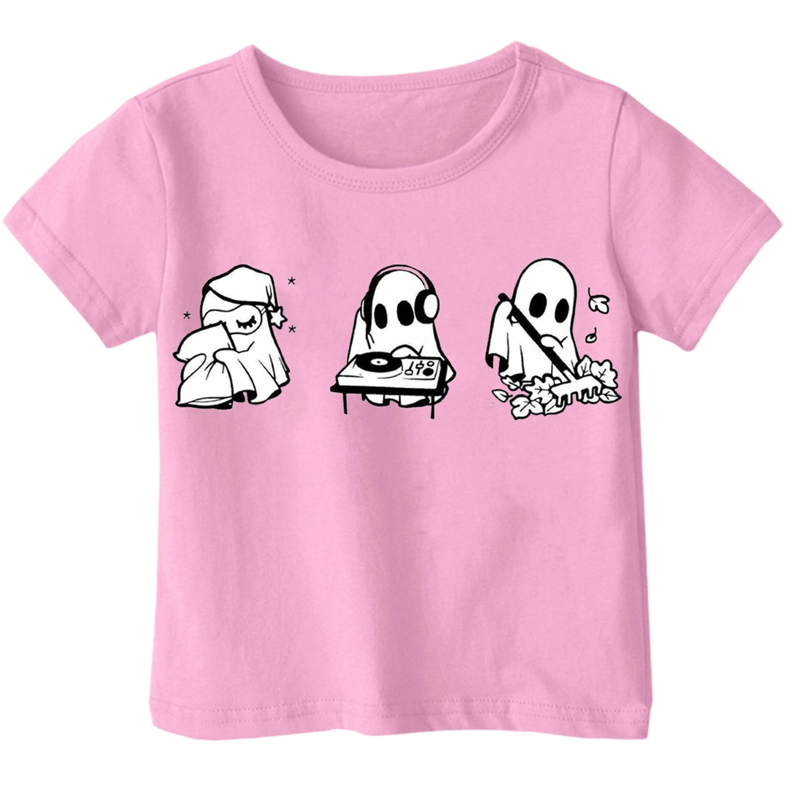 Tiijoy Toddler Girls Halloween Themed T Shirt Cartoon Ghost Print Short ...