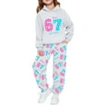 Tiijoy Tween Girl's Sweatsuit 6 7 Print Pullover Hoodie Jogger Pants ...